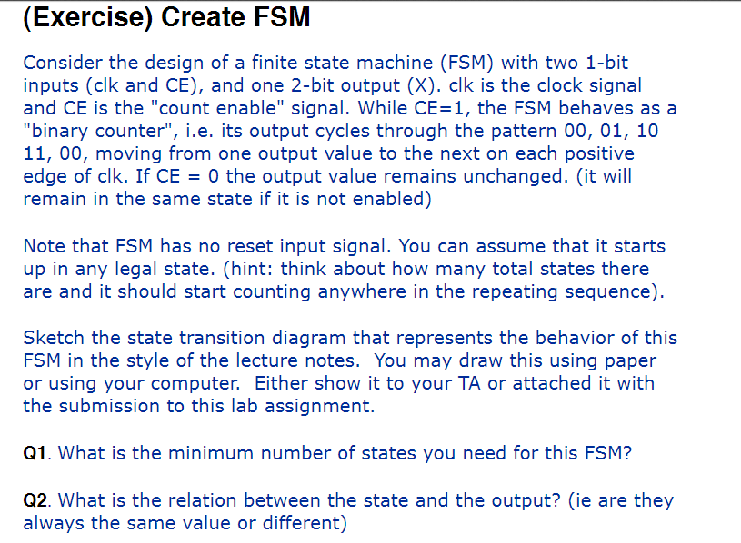 Solved Consider the design of a finite state machine 6(FSM) | Chegg.com