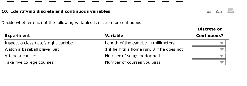 Solved Decide whether each of the following variables is | Chegg.com