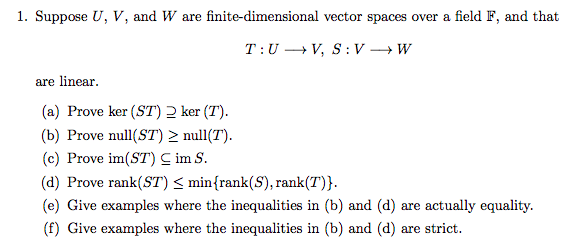 Solved 1. Suppose U, V, and W are finite-dimensional vector | Chegg.com