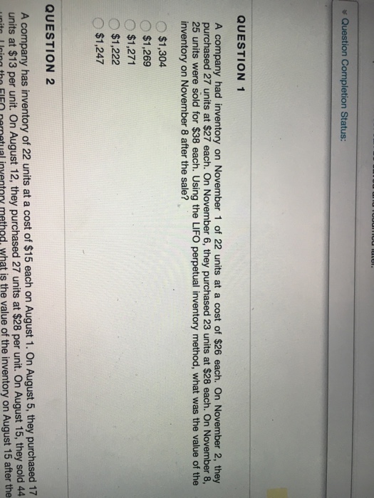Solved Question Completion Status: QUESTION 1 A company had | Chegg.com