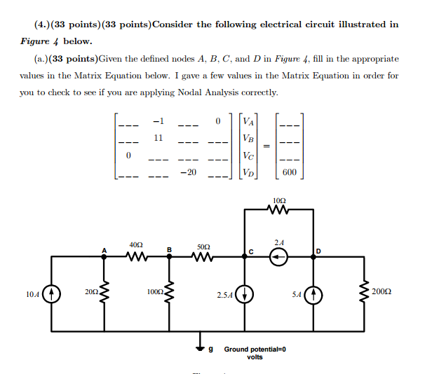 Solved Consider the following electrical circuit illustrated | Chegg.com