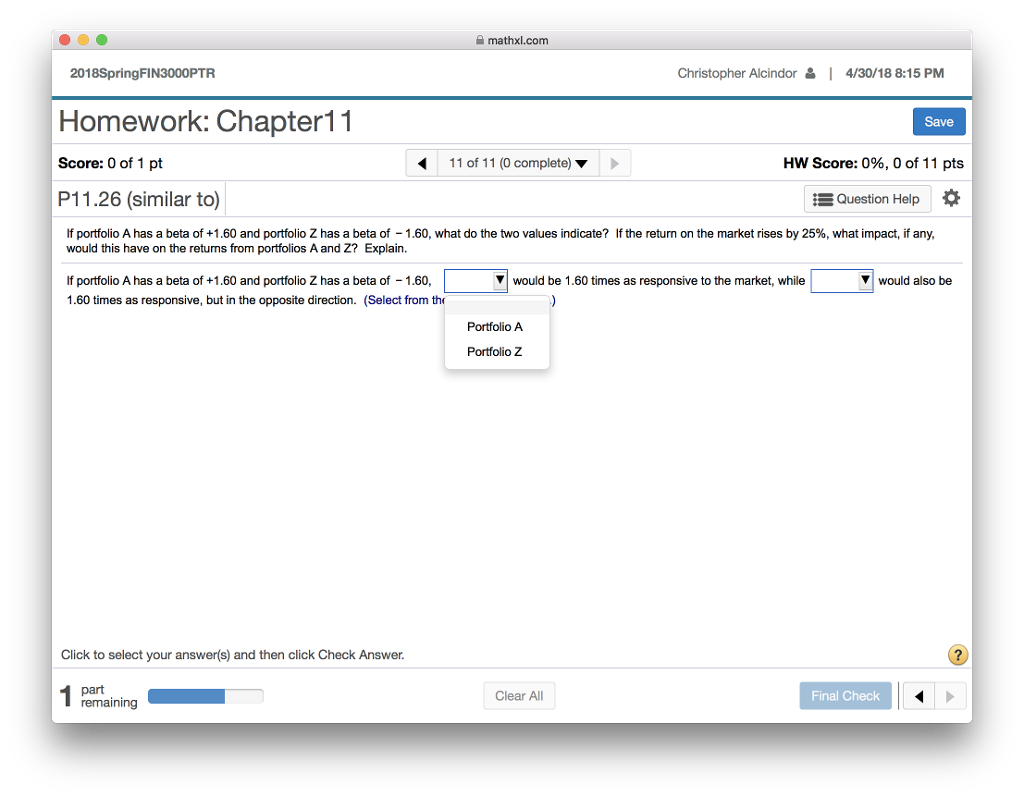 Solved ? mathxl.com 2018SpringFIN3000PTR Christopher | Chegg.com
