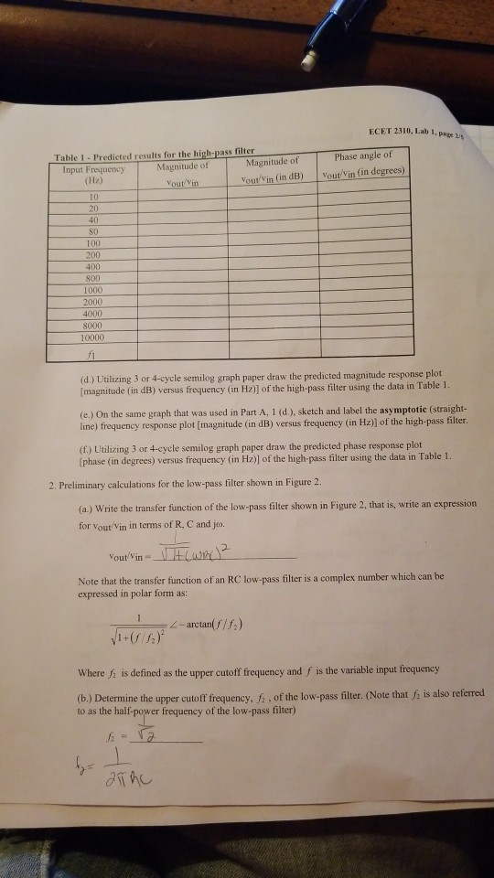 Solved ECET 2310, Lab 1, page s Table 1 - Predicted results | Chegg.com