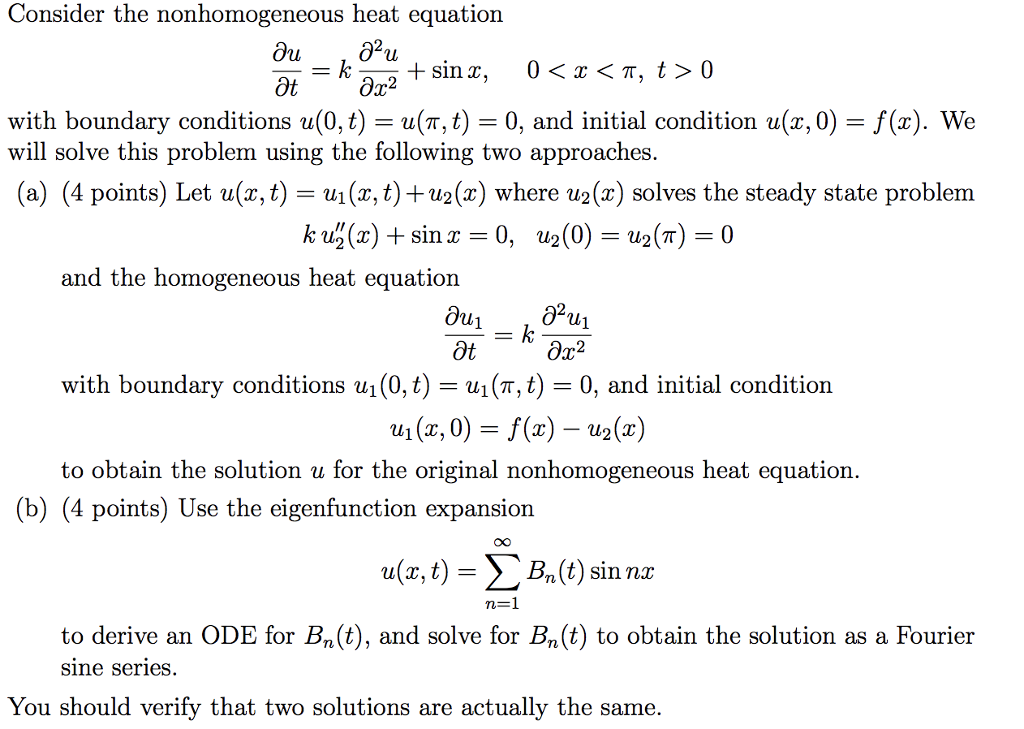Solved Consider the nonhomogeneous heat equation 2 lu with | Chegg.com