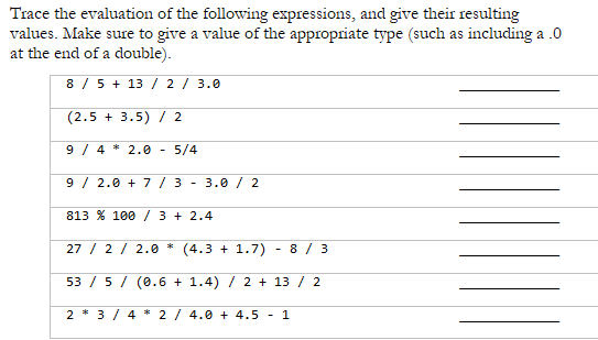 Solved Trace the evaluation of the following expressions, | Chegg.com