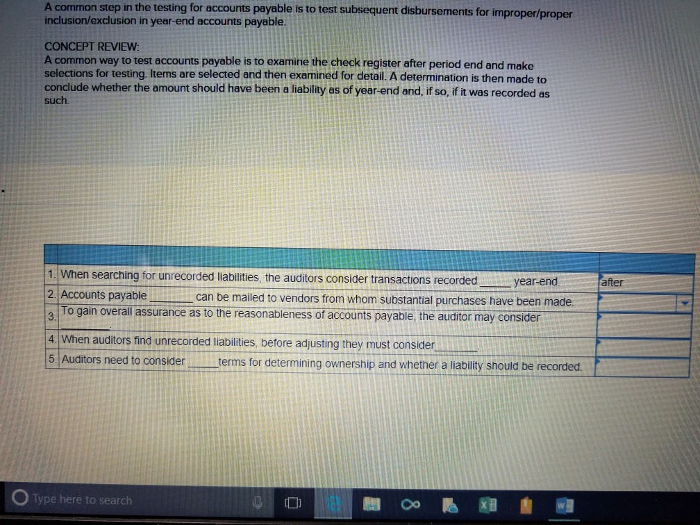Solved A common step in the testing for accounts payable is | Chegg.com