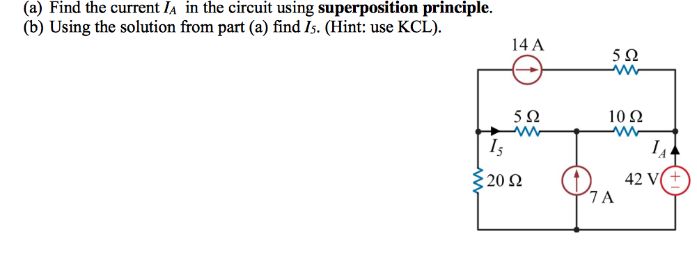 Solved Find the current using superposition principle. I | Chegg.com