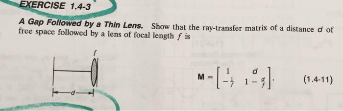 Solved A Gap Followed by a Thin Lens. Show that the | Chegg.com