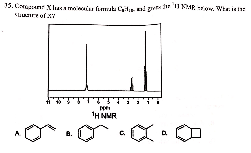 Solved 35. Compound X has a molecular formula C,Hio, and | Chegg.com