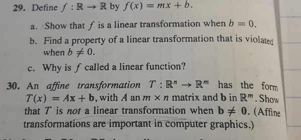 Solved 29, Define ,f : R → R by f(x) = mx + b. a. Show that | Chegg.com