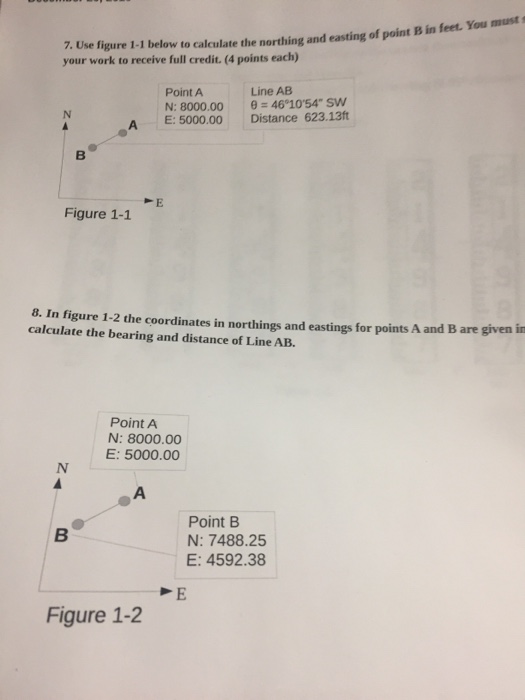 Solved Use figure 1 - 1 below to calculate the northing and | Chegg.com