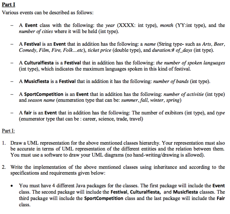 Solved Part I Various events can be described as follows: A | Chegg.com