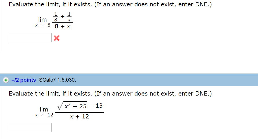 Solved Evaluate the limit, if it exists. (If an answer does | Chegg.com