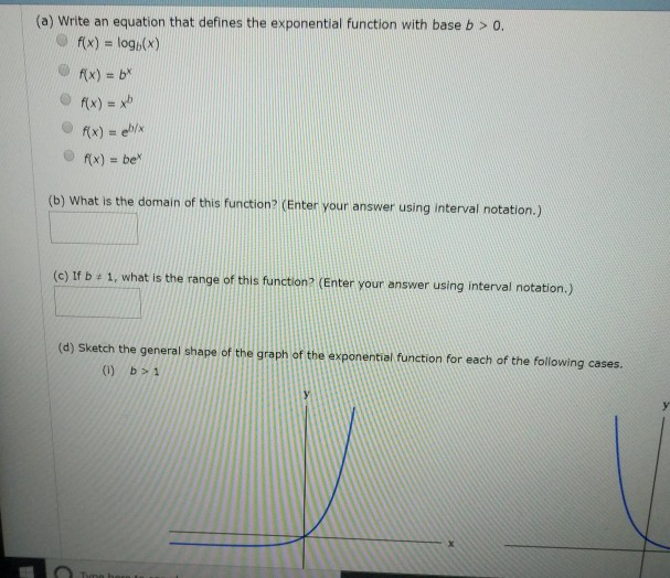 Solved (a) Write an equation that defines the exponential | Chegg.com