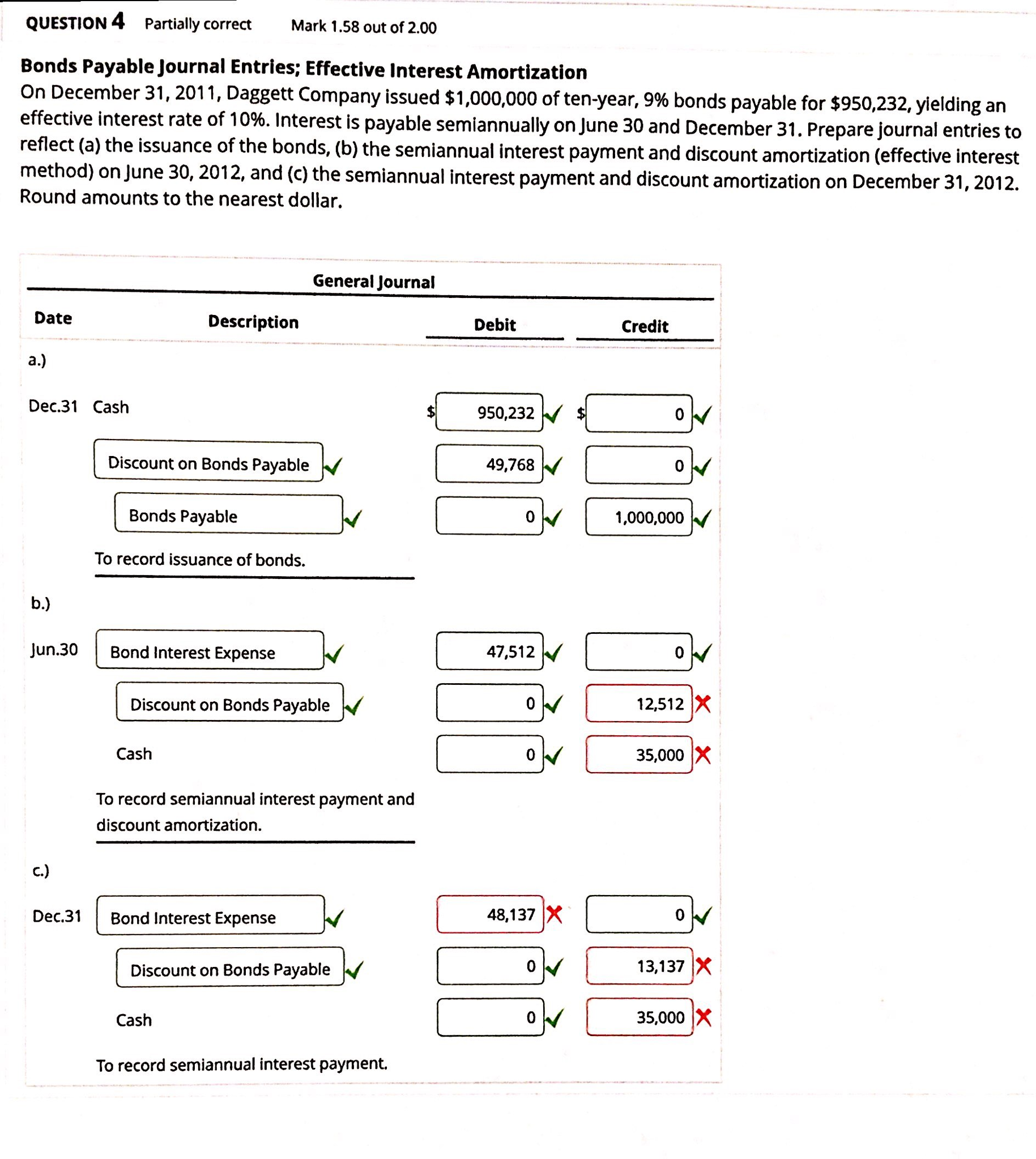 Solved Bonds Payable Journal Entries; Effective Interest | Chegg.com