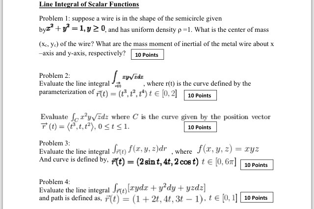 Solved Line Integral of Scalar Functions suppose a wire is | Chegg.com