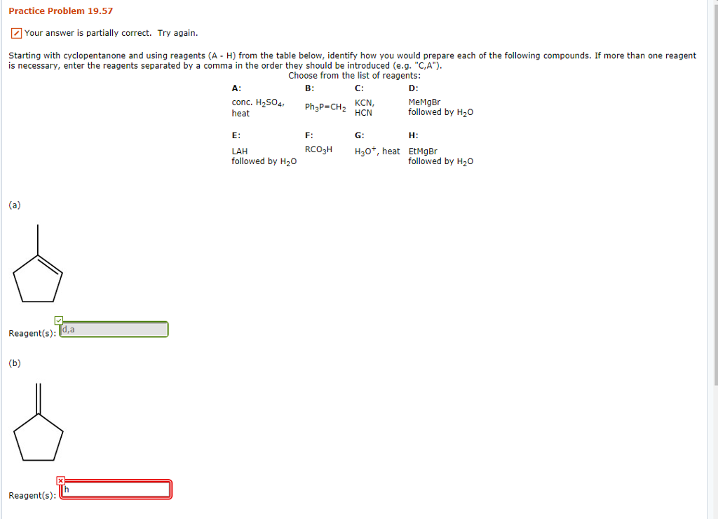 Solved Practice Problem 19.57 Your answer is partially | Chegg.com