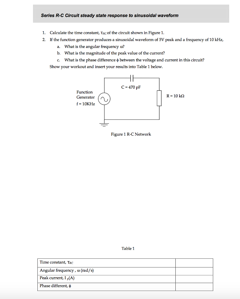 Solved Series R-C Circuit steady state response to | Chegg.com