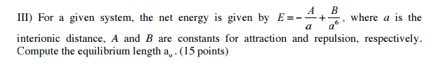 Solved For a given system, the net energy is given by E = ? | Chegg.com