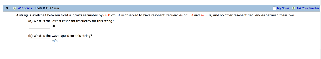 Solved A string is stretched between fixed supports | Chegg.com