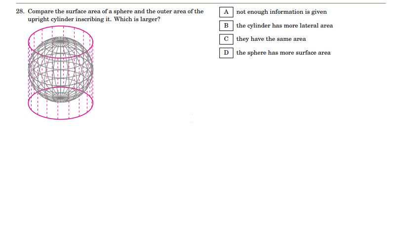 Solved 28. Compare the surface area of a sphere and the | Chegg.com