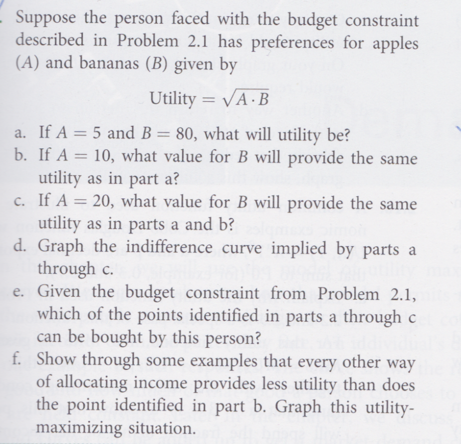 Solved Suppose the person faced with the budget constraint | Chegg.com