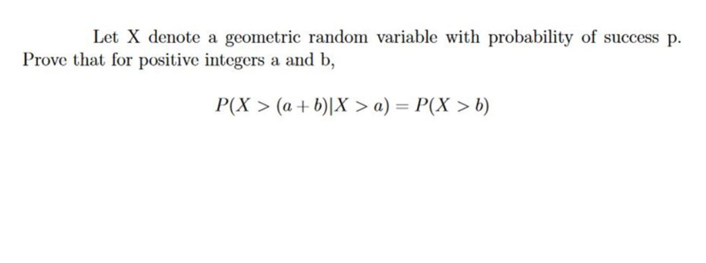 Solved Let X denote a geometric random variable with | Chegg.com
