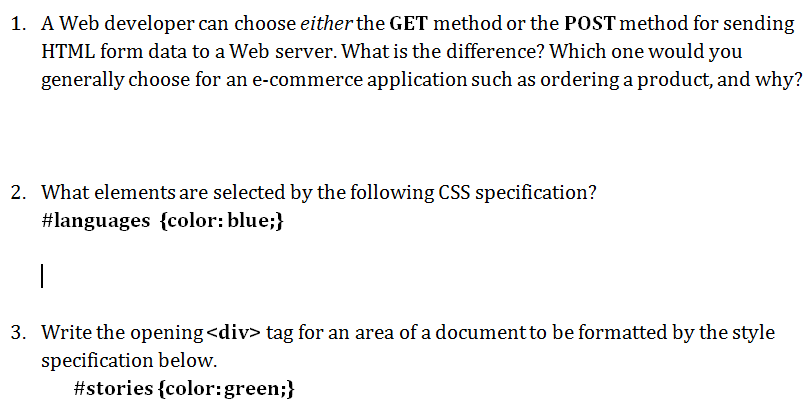 Solved A Web developer can choose either the GET method or | Chegg.com