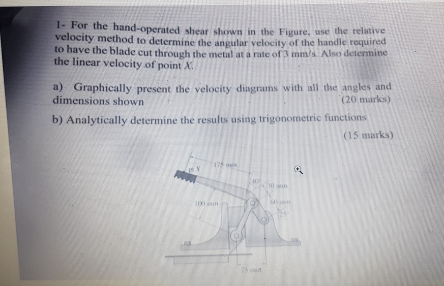 Solved the hand-operated shear shown in the Figure, use the | Chegg.com