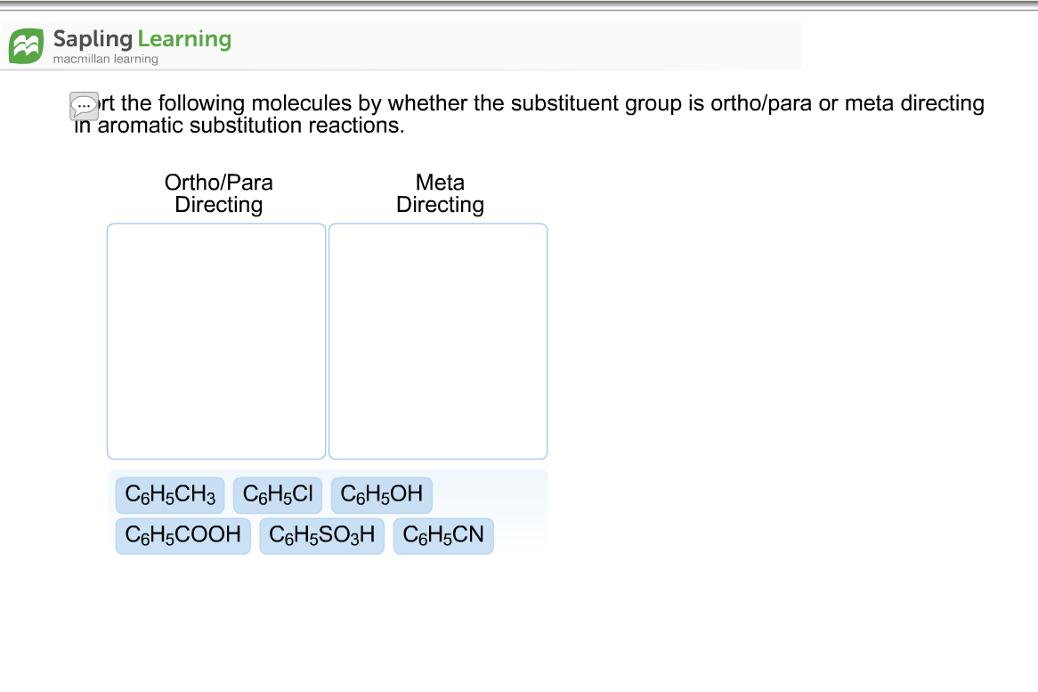 Solved Sort the following molecules by whether the | Chegg.com
