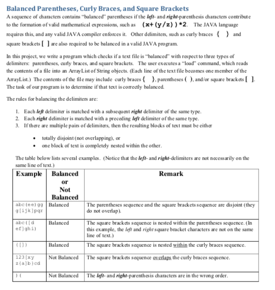 Balanced Parentheses, Curly Braces, and Square | Chegg.com Balanced Parentheses, Curly Braces, and Square | Chegg.com