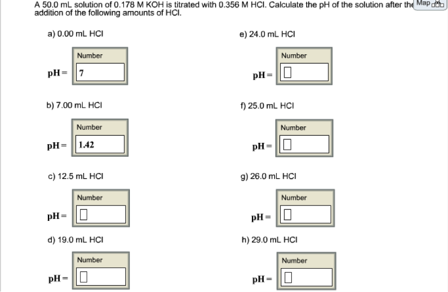 Solved A 50.0 mL solution of 0.178 M KOH is titrated with | Chegg.com