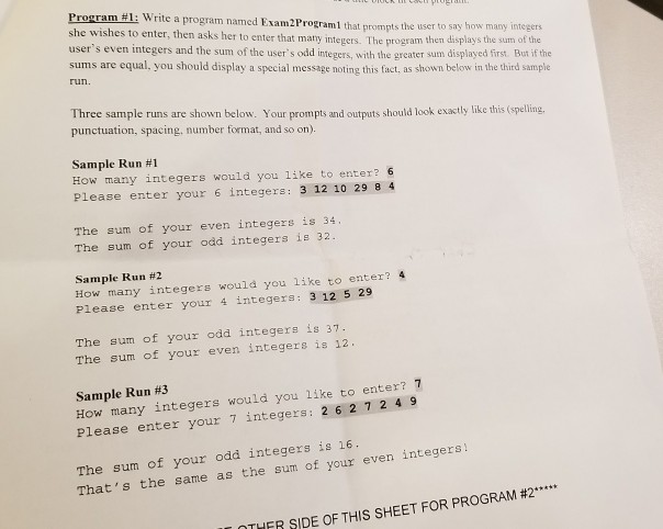 Solved Program L Write A Program Named Exam2program1 That
