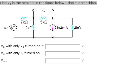 Solved Find Vo in the network in the figure below using | Chegg.com