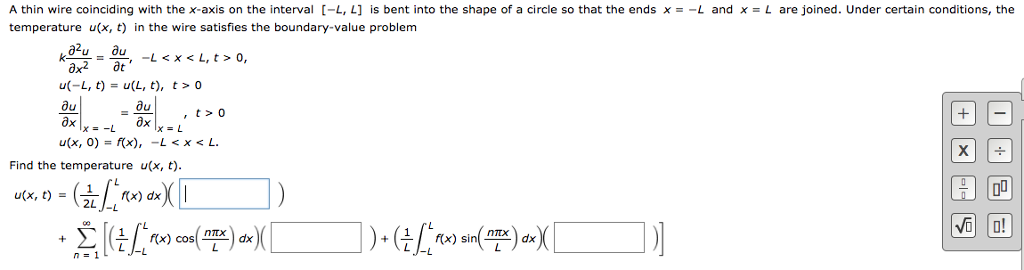 Solved A thin wire coinciding with the x-axis on the | Chegg.com