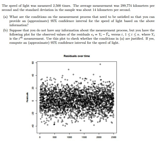 The speed of light was measured 2, 500 times. The | Chegg.com