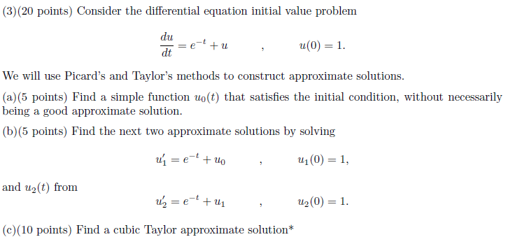 Solved (3)(20 points) Consider the differential equation | Chegg.com Solved (3)(20 points) Consider the differential equation | Chegg.com