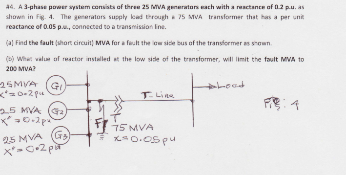 Solved #4. A 3-phase power system consists of three 25 MVA | Chegg.com