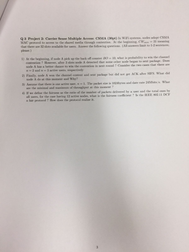 Solved Q3 Project 2: Carrier Sense Multiple Access: CSMA | Chegg.com