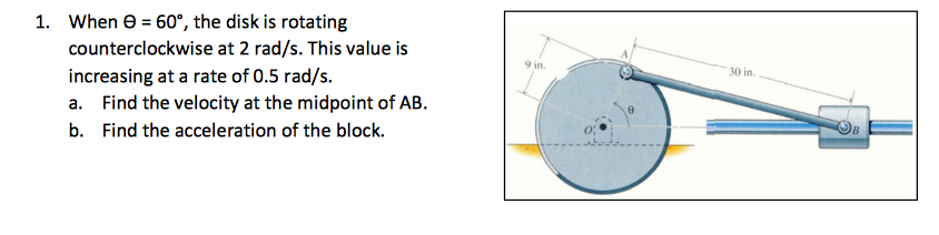 Solved When ? = 60°, the disk is rotating counterclockwise | Chegg.com