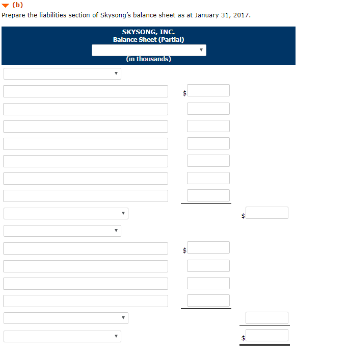 Solved Exercise 10-15 (Part Level Submission) Skysong, Inc. | Chegg.com
