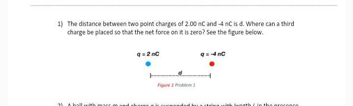 Solved The distance between two point charges of 2.00 nC and | Chegg.com