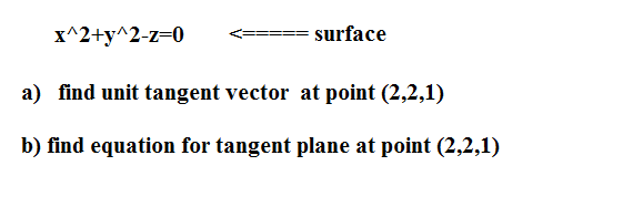 Solved a) find unit tangent vector at point (2,2,1) b) find | Chegg.com