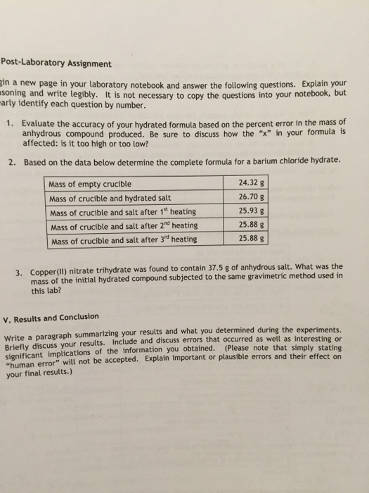 Solved Post-Laboratory Assignment a new page in your | Chegg.com