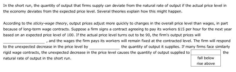 Solved In the short run, the quantity of output that firms | Chegg.com