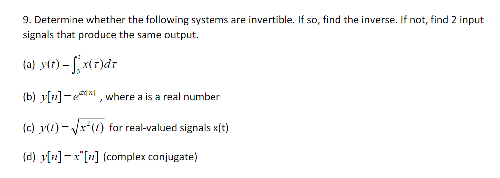 Solved 9. Determine whether the following systems are | Chegg.com
