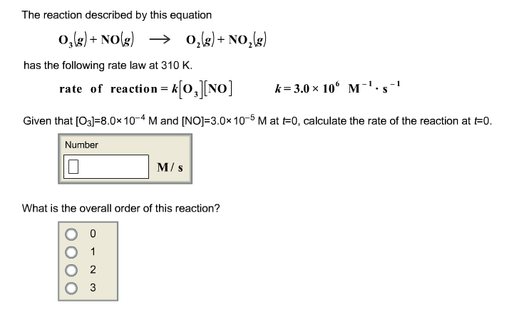Solved The reaction described by this equation O3(g) + | Chegg.com