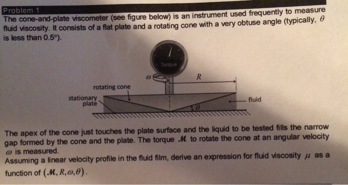 Solved The cone-and-plate viscometer (see figure below) is | Chegg.com