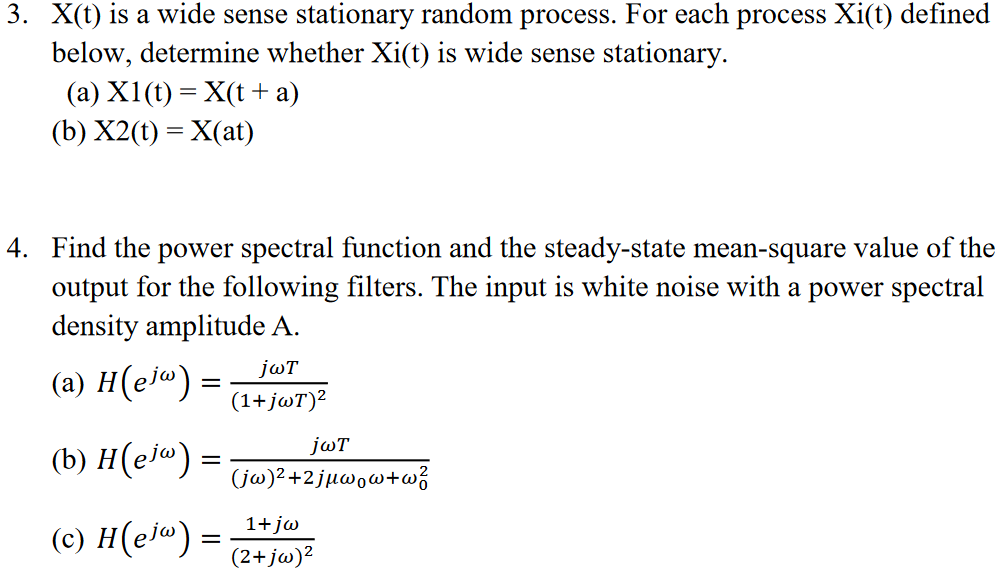 Solved 3. X(t) is a wide sense stationary random process. | Chegg.com