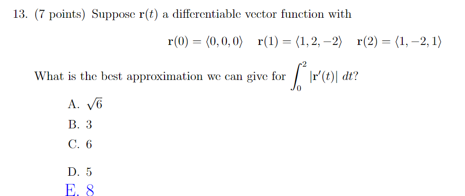 Solved 13. (7 points) Suppose r(t) a differentiable vector | Chegg.com